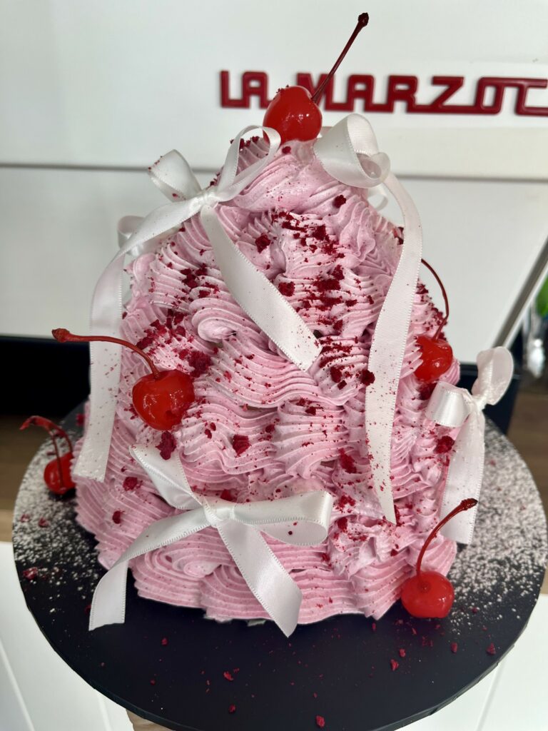 Cherries and Bow Dome Cake | The Unbaked Bakery