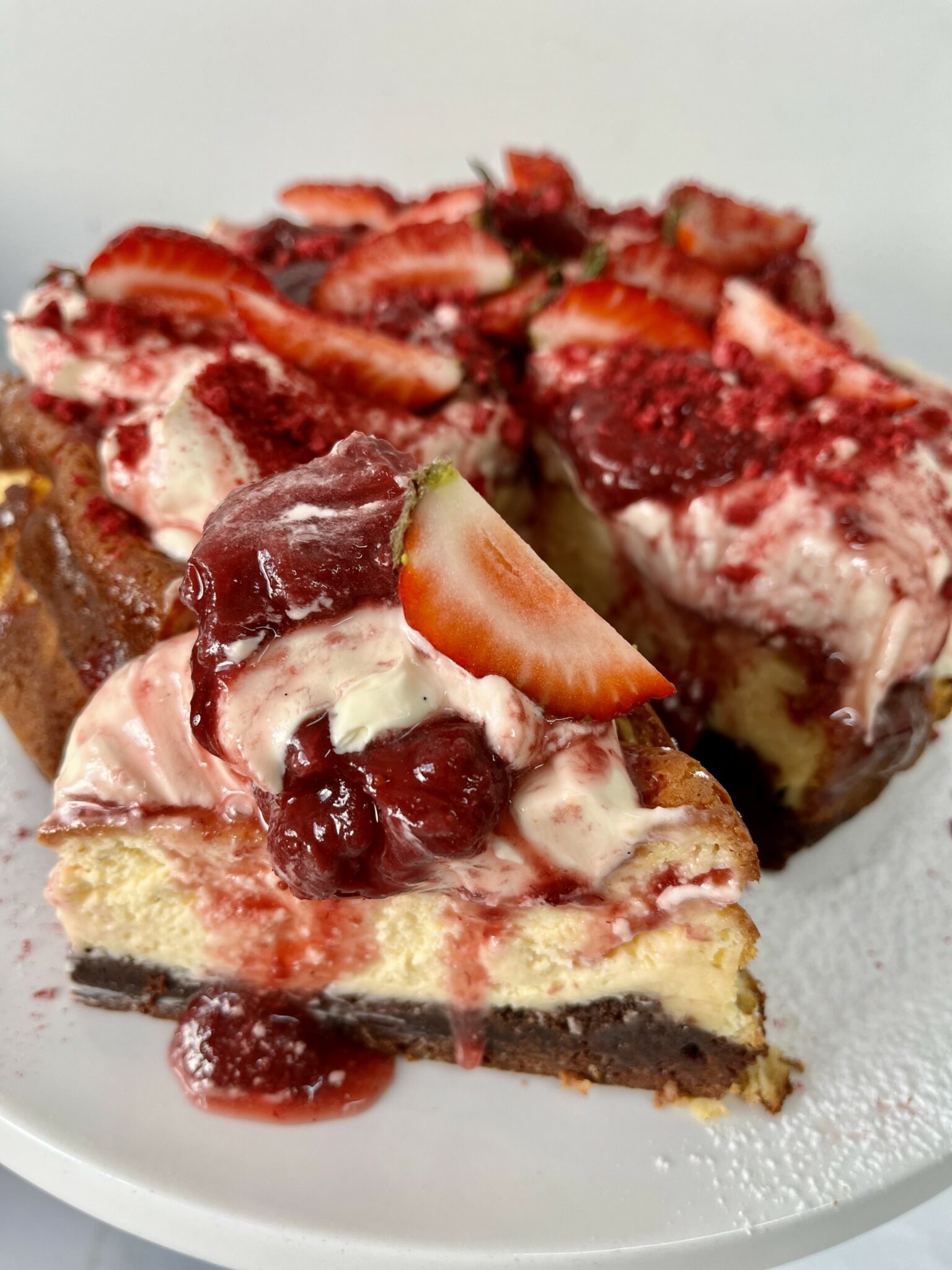 Strawberries and Cream Basque Cheesecake | The Unbaked Bakery